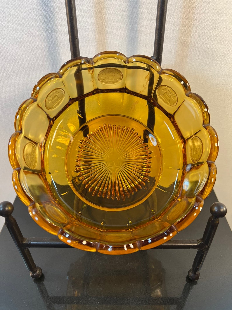 Vintage Amber Glass Coin Bowl - Etsy