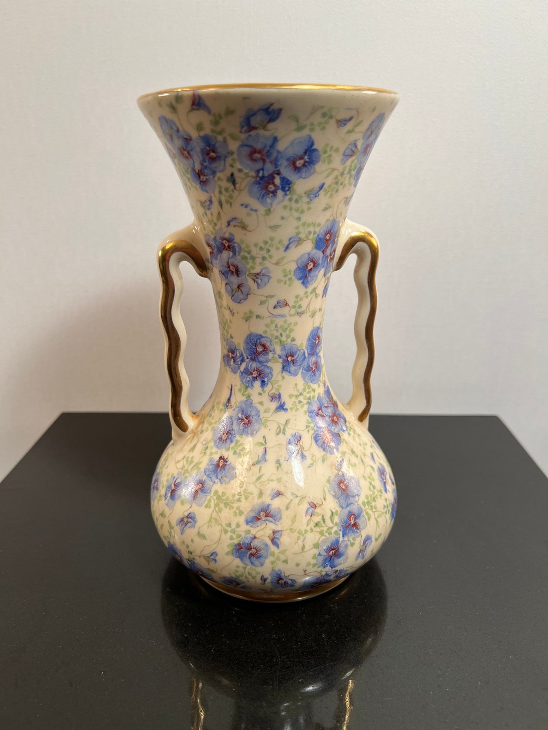 Vintage Porcelain Chintz Style Vase - Etsy