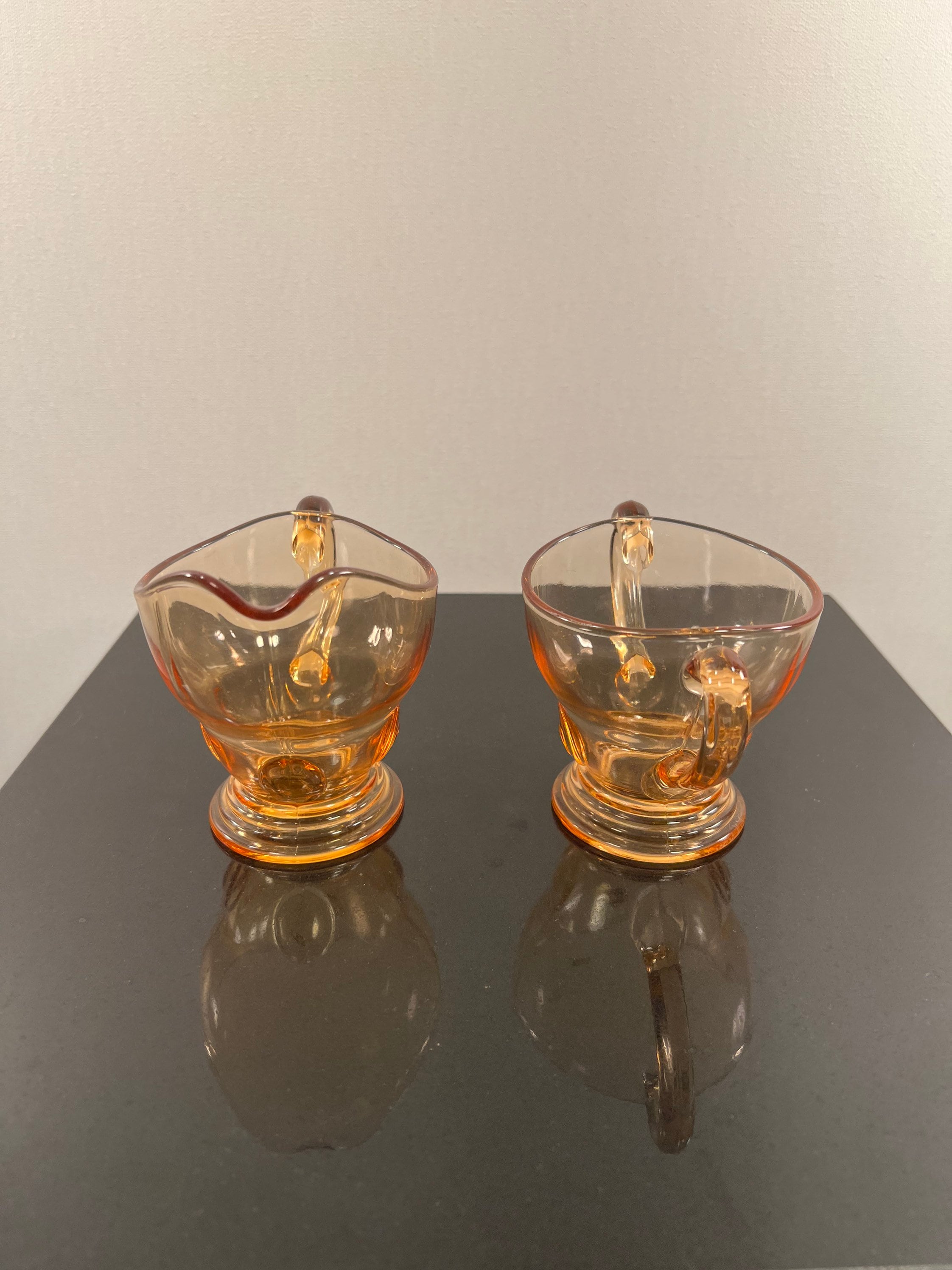 Vintage Glass Copper Color Creamer and Sugar Set - Etsy