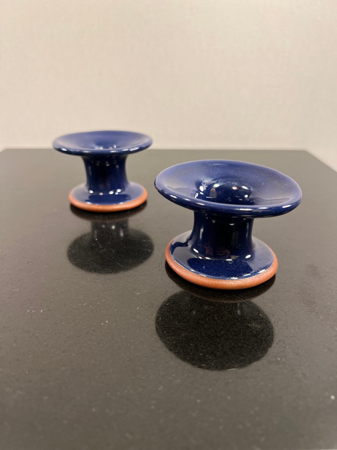 Vintage Blue Wellfleet Pottery Candle Stick Holders - Etsy