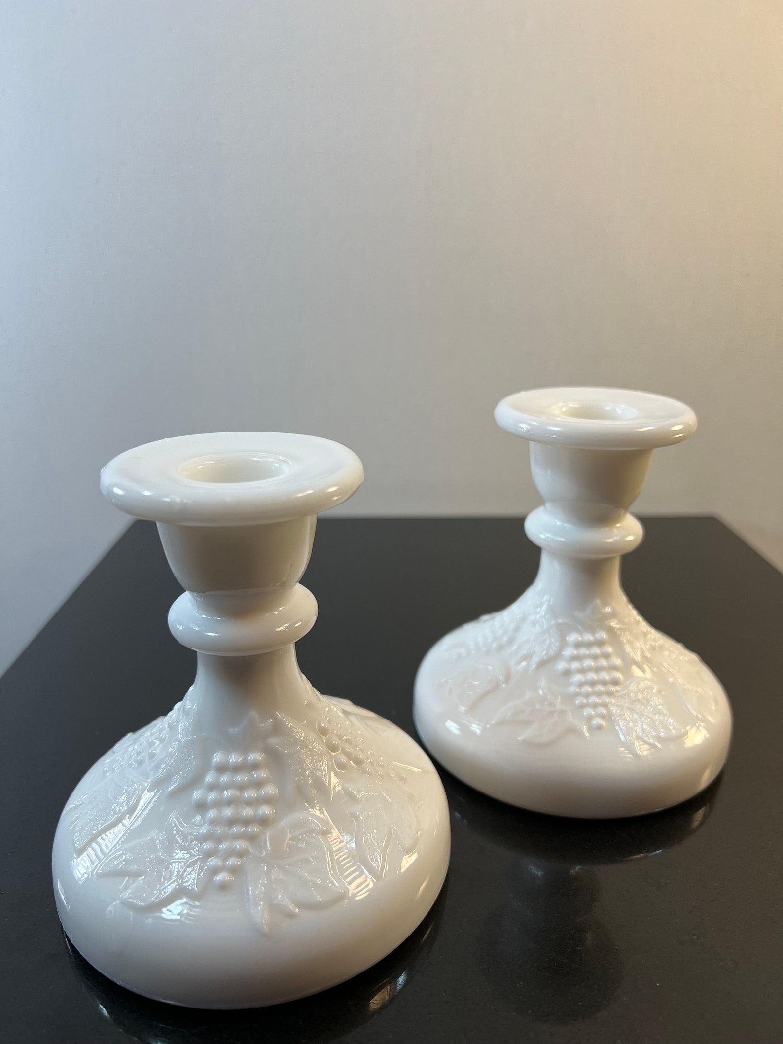 Vintage Milk Glass Candlesticks - Etsy