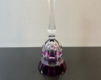 Lead Crystal Bell Amethyst Purple Cut to Clear Open Floral Pattern ...