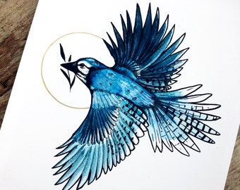 Blue Jay Print | Etsy