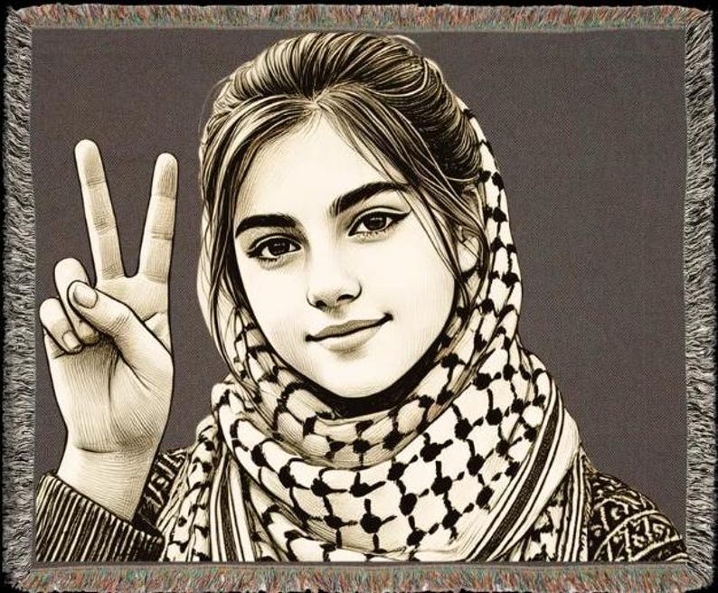 Palestinian Woven Cotton Blanket Cozy Throw With Palestine Heritage ...