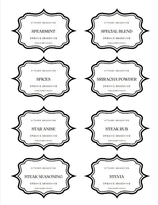 Spice Labels Spice Jar Labels Seasoning 2 X 3 Labels Instant Download ...