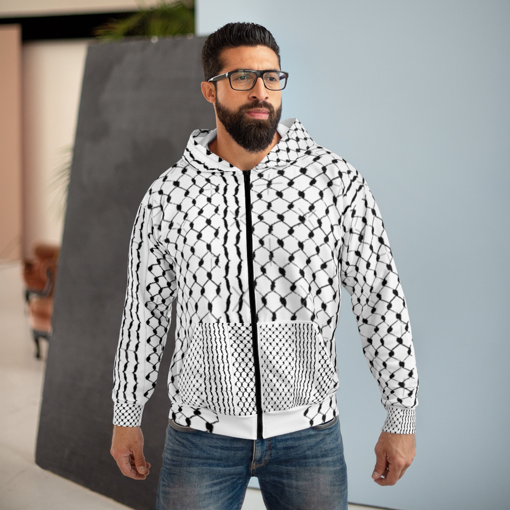 Palestine Kuffia Unisex Zip Hoodie , Palestine Freedom , Palestine ...