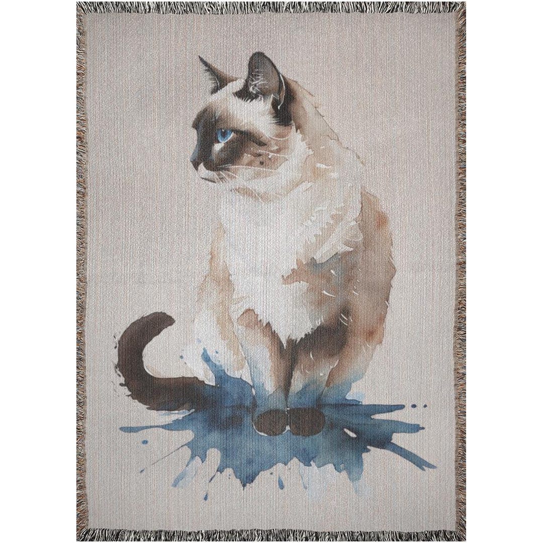 Siamese Cat Woven Cotton Blanket Cozy Throw for Cat Lovers and Home ...
