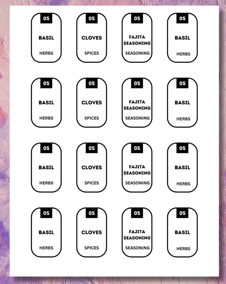 Spice Labels Spice Jar Labels Seasoning Labels Instant Download. Spice ...