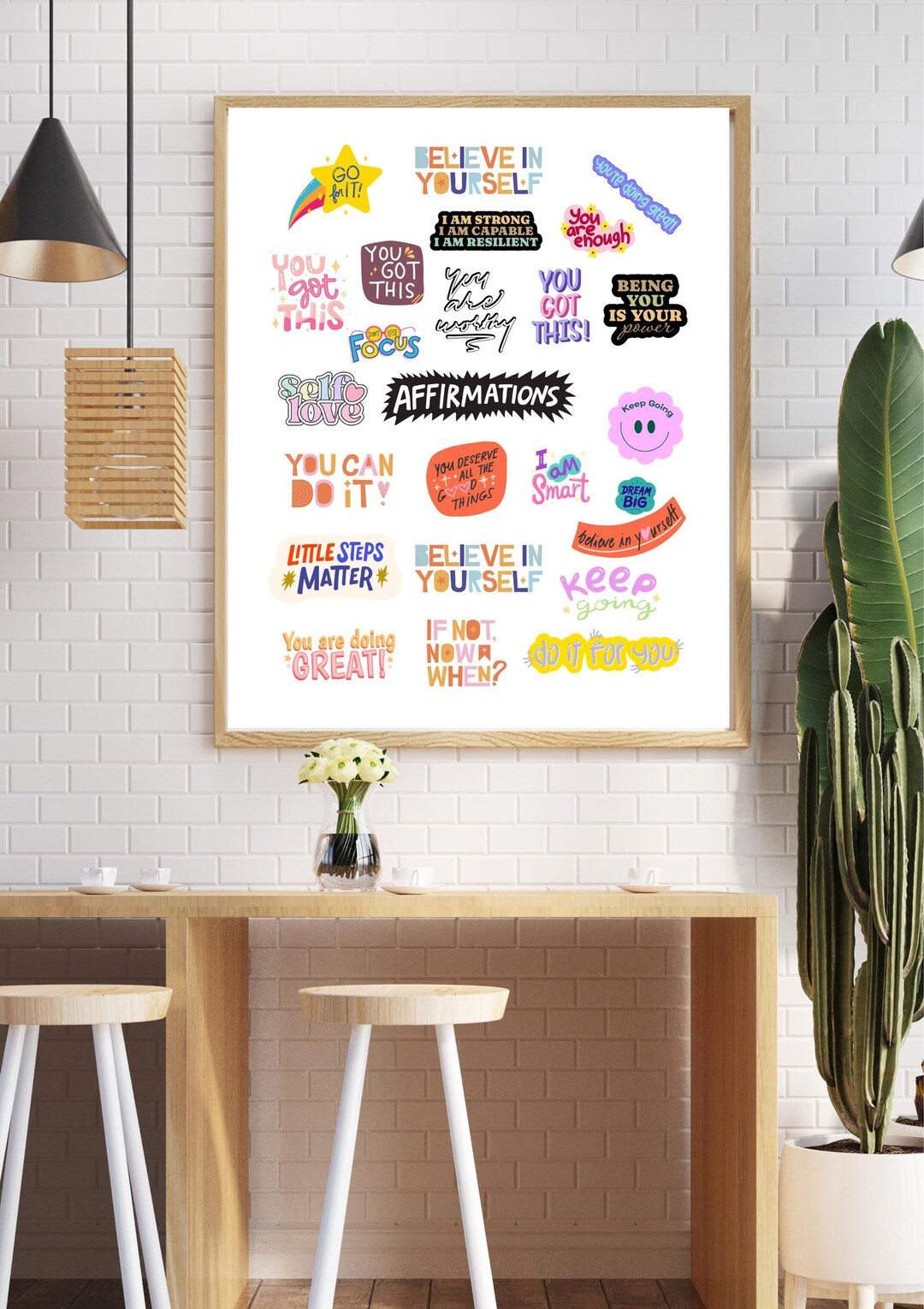 Daily Affirmations Poster, Printable Wall Art for Therapy Office, Positive Daily Reminder Prints ...