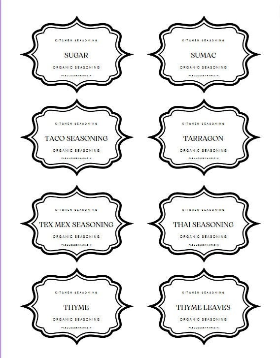 Spice Labels Spice Jar Labels Seasoning 2 X 3 Labels Instant Download ...