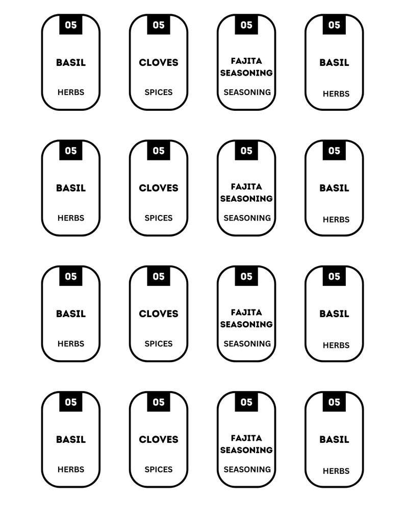 Spice Labels Spice Jar Labels Seasoning Labels Instant Download. Spice ...