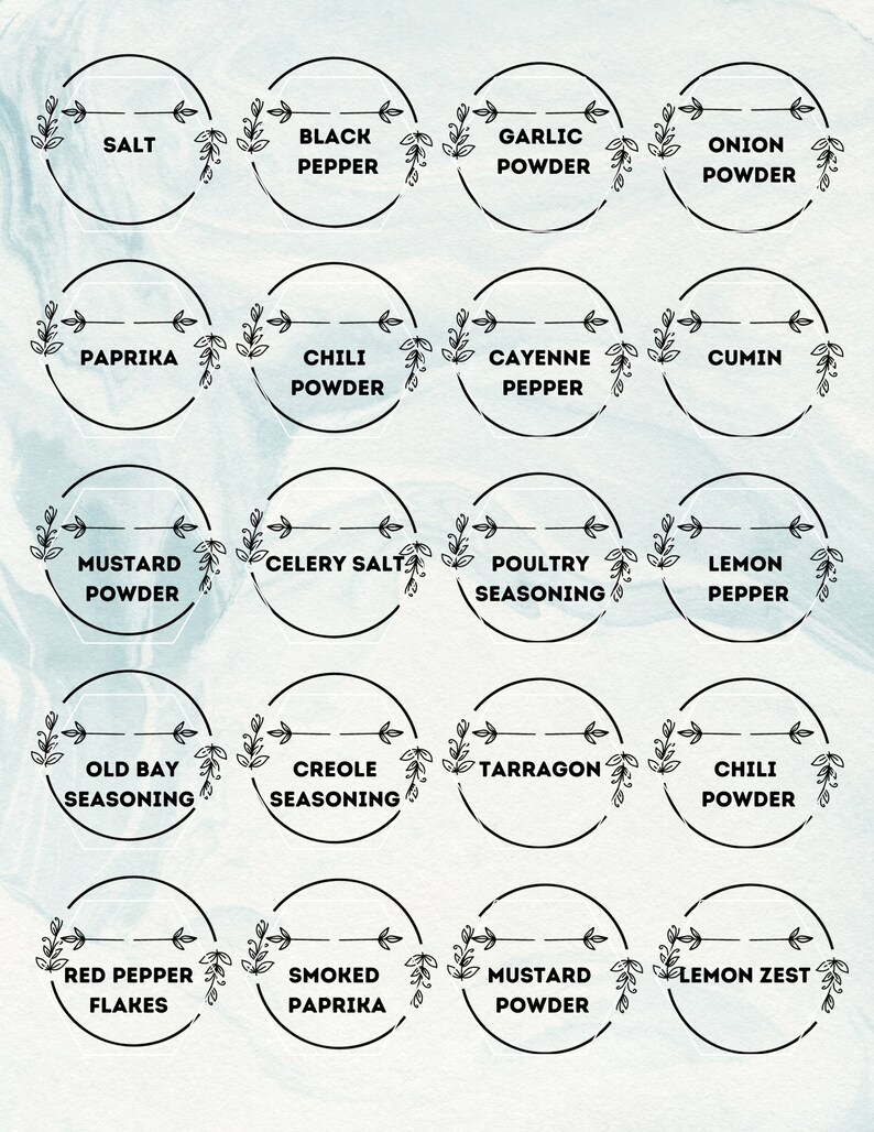 Elegant Seasoning Labels Instant Download . Spice up Your Kitchen With ...
