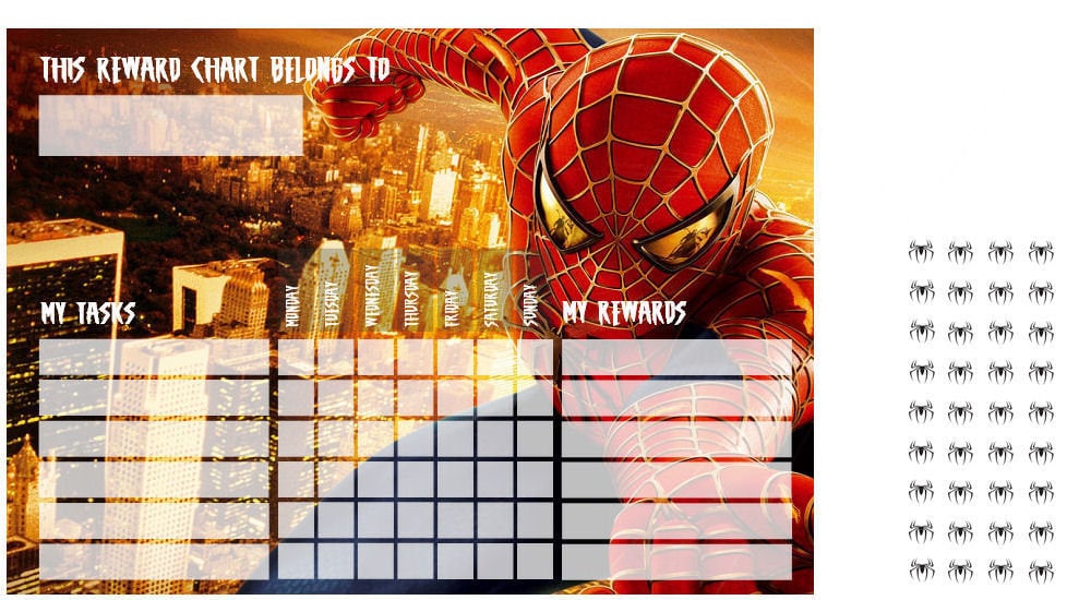 Spiderman Superhero Personalised Good Behavior Reward Chart - Etsy