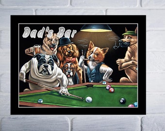 Dogs Playing Pool - Etsy