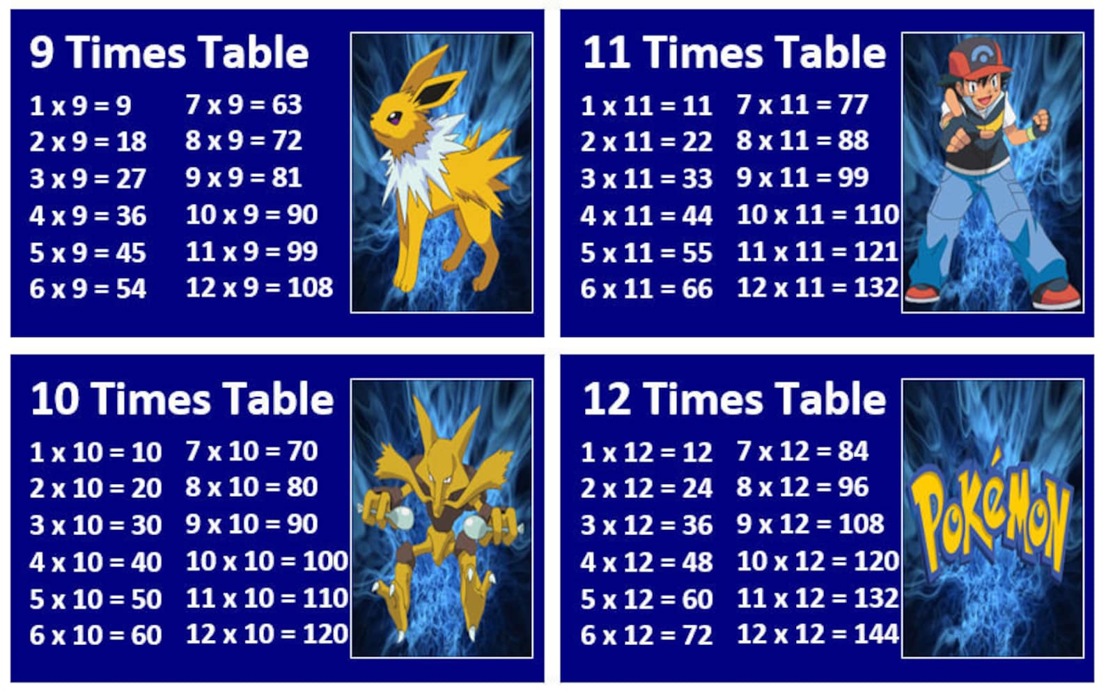 Pokemon matemáticas tablas de multiplicación multiplicación - Etsy España