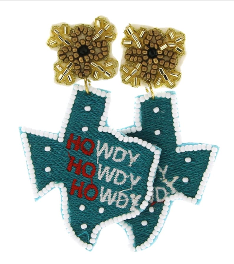 Christmas Howdy HO HO HO Texas Turquoise Seed Bead Dangle - Etsy