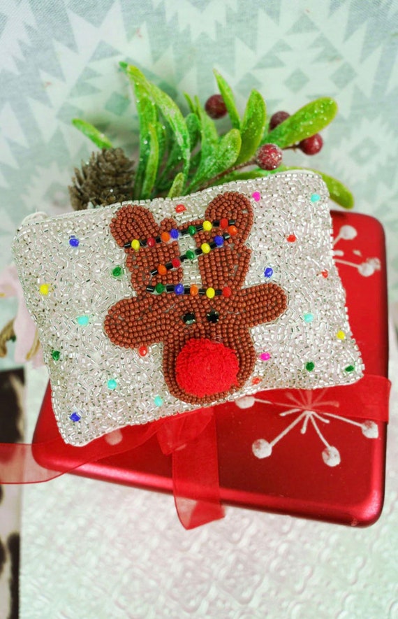 Rudolph the Red Nose Reindeer Seed Bead Change Purse - Etsy