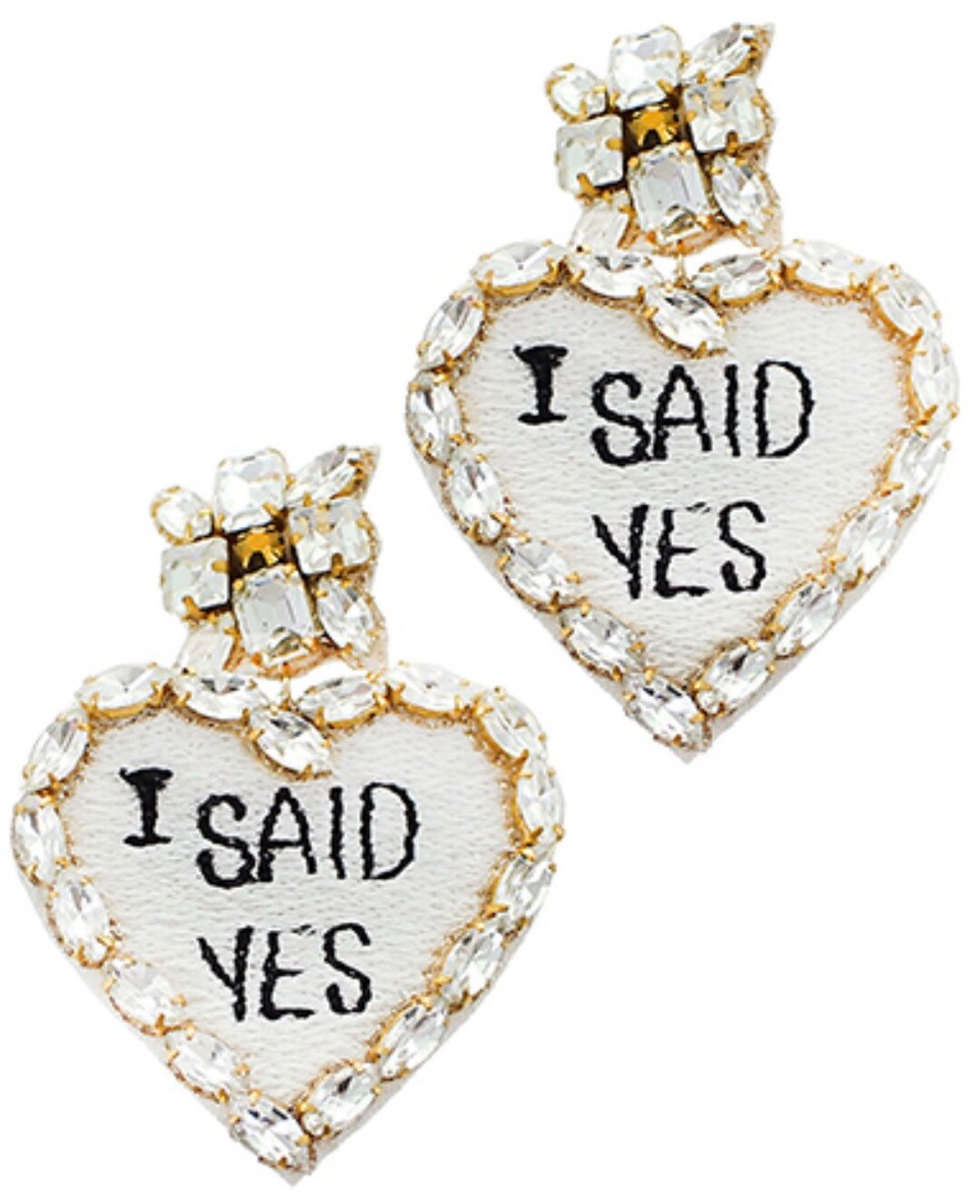 Bride to Be ‘I SAID YES’ White Heart Dangle Earrings- Bride to Be ...