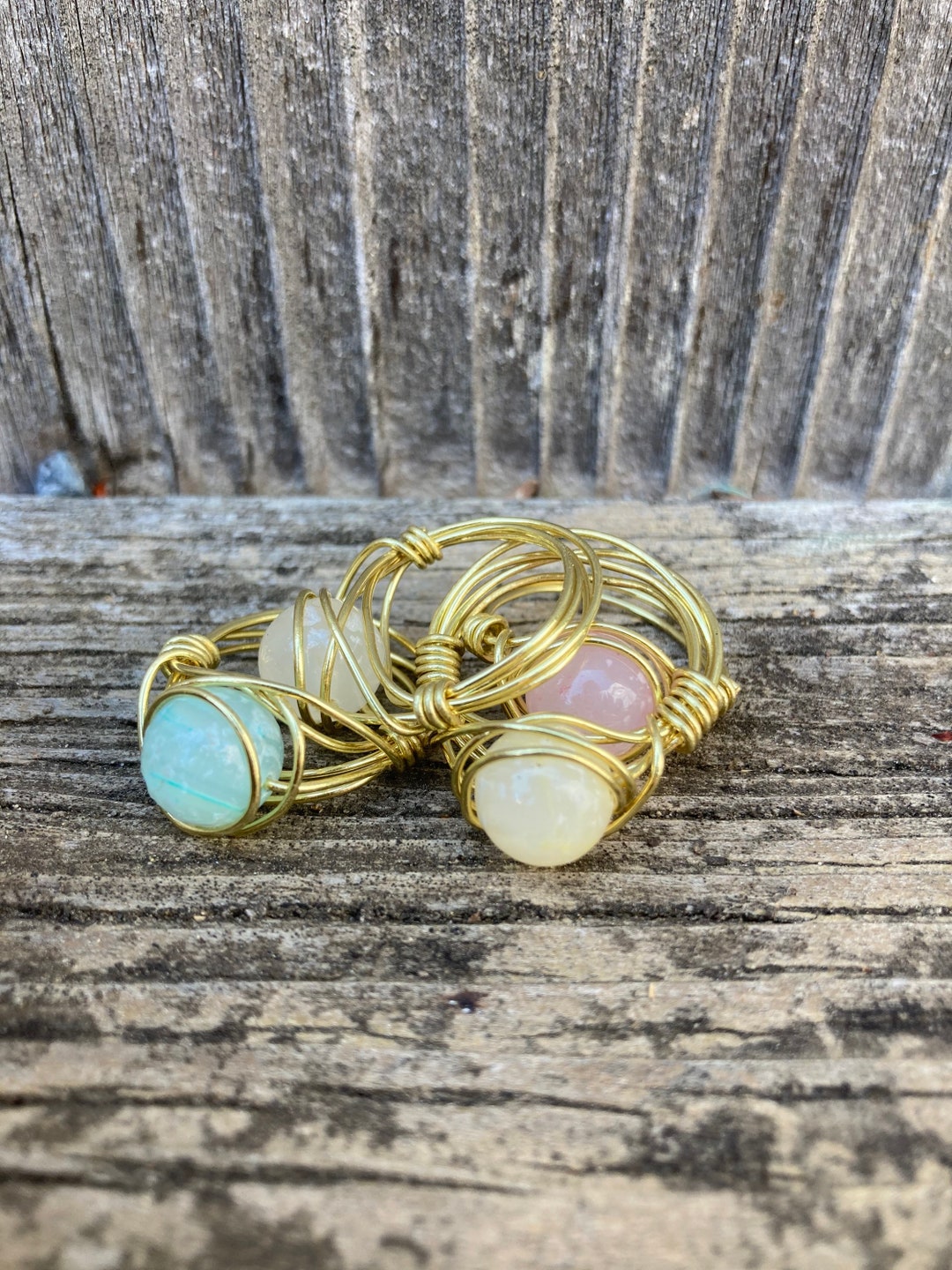 Wire Rings With Healing Stones - Etsy