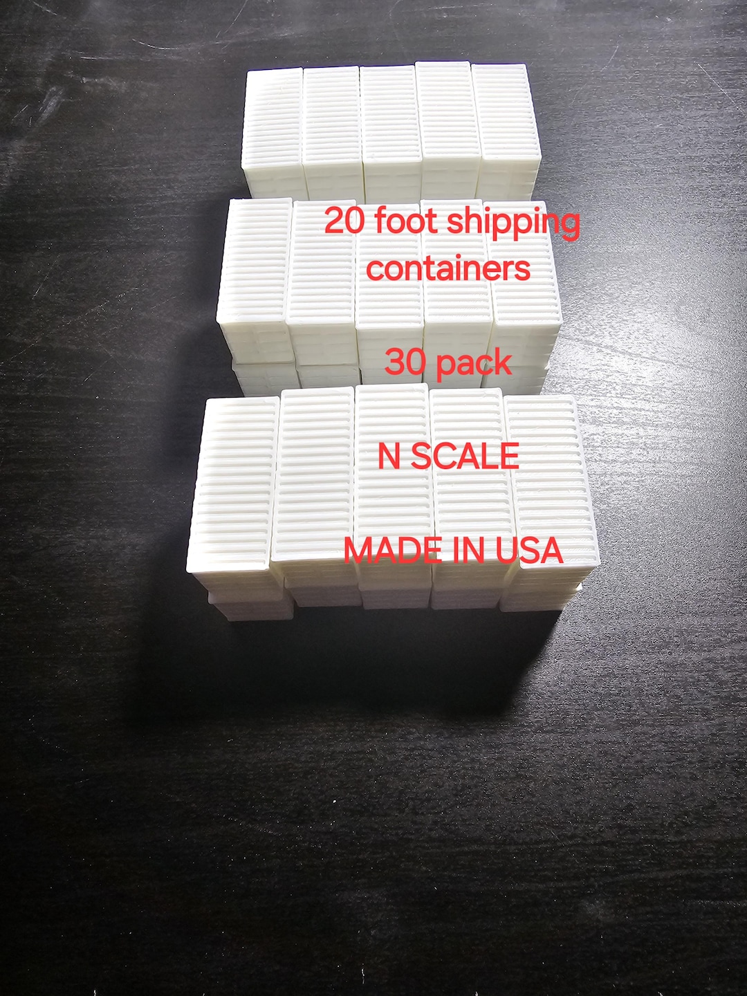 N Scale 20ft Shipping Containers: 30 Piece White Model Railroad Diorama ...