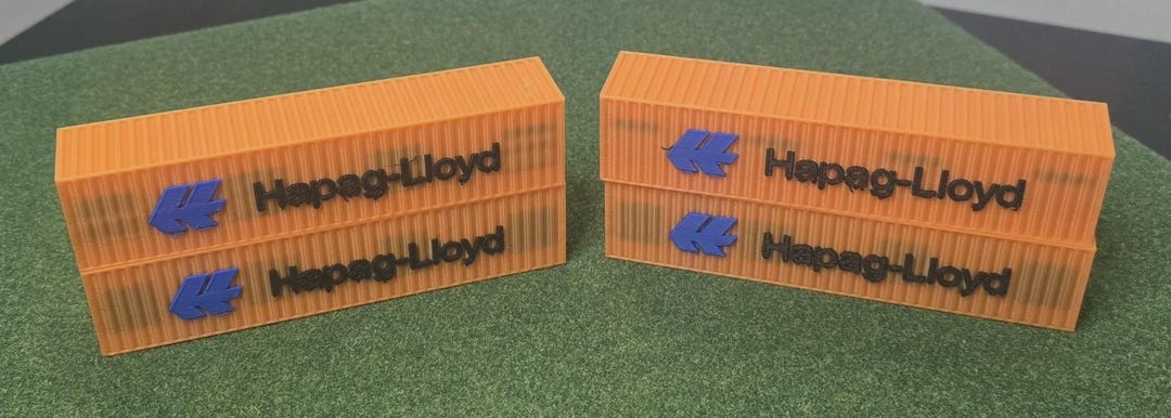 HO Scale 40' Shipping Container - Hapag-lloyd, 4-pack - Etsy