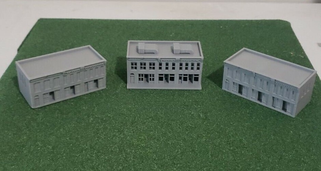 N Scale 1/160 3 Piece Town Buildings Pack City- Multi Use Buildings ...