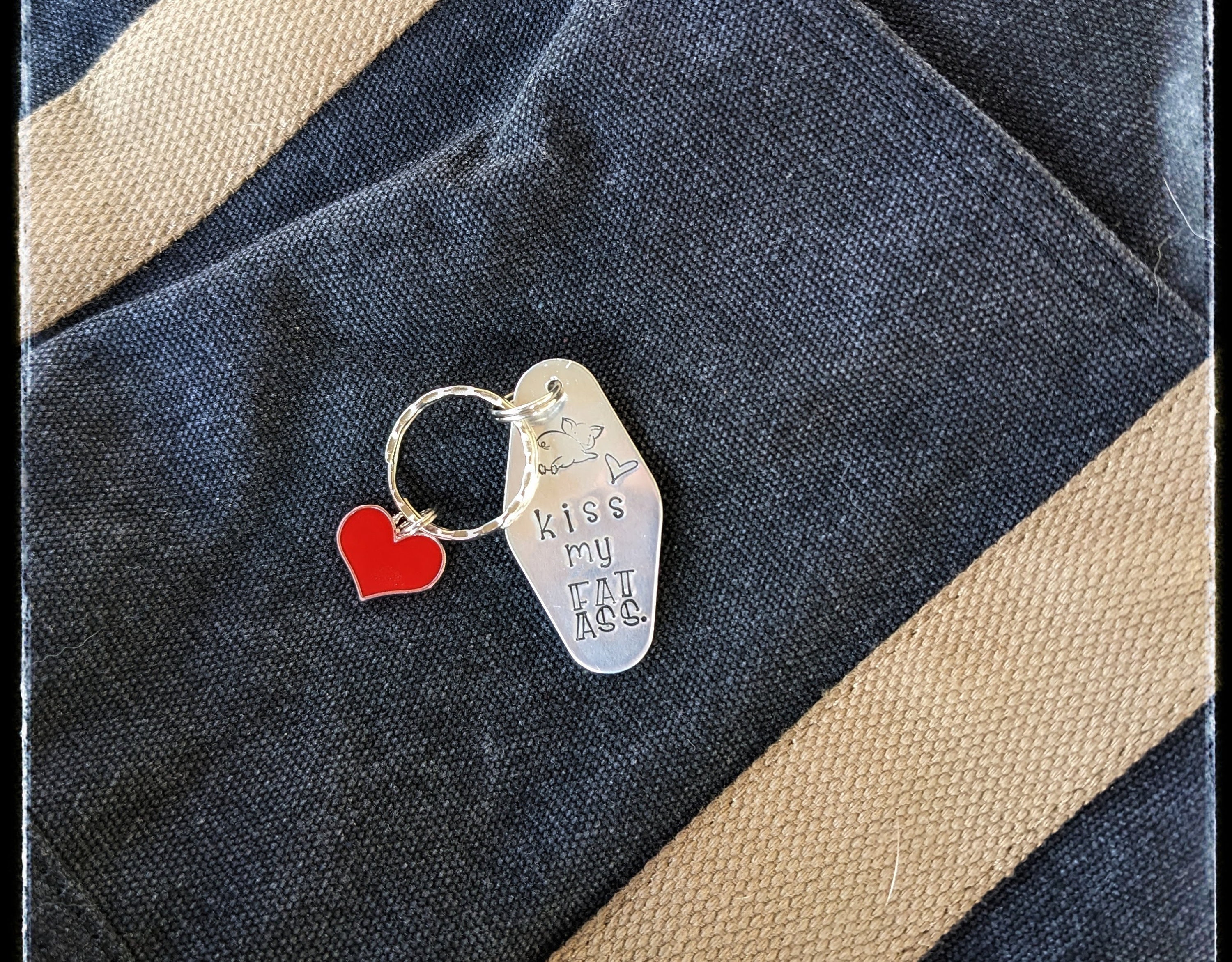 Kiss My Fat Ass Keychain With Red Heart Charm - Etsy
