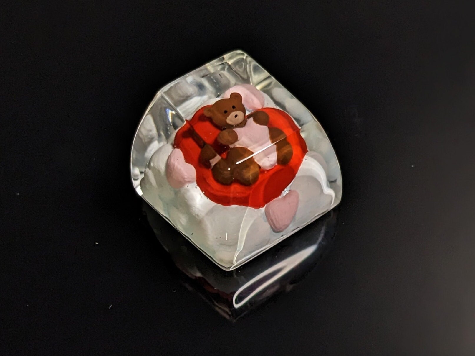Teddy Bear Artisan Keycap, Valentines Keycap, Heart Keycap, Custom ...