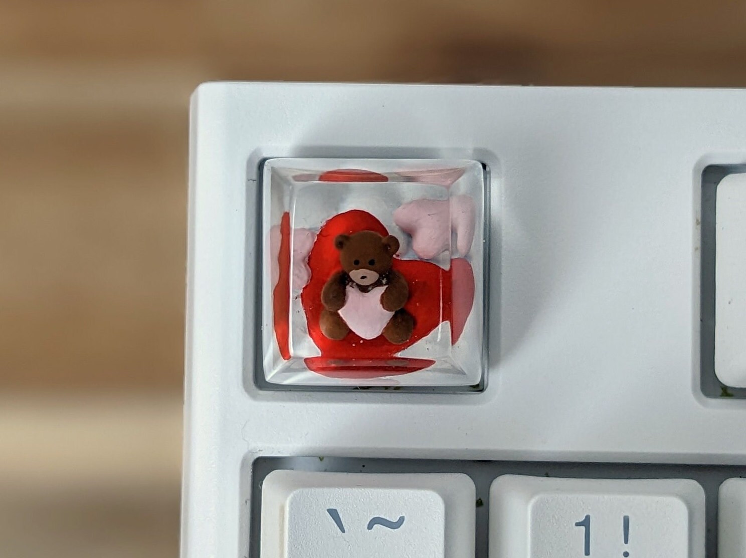 Teddy Bear Artisan Keycap, Valentines Keycap, Heart Keycap, Custom ...