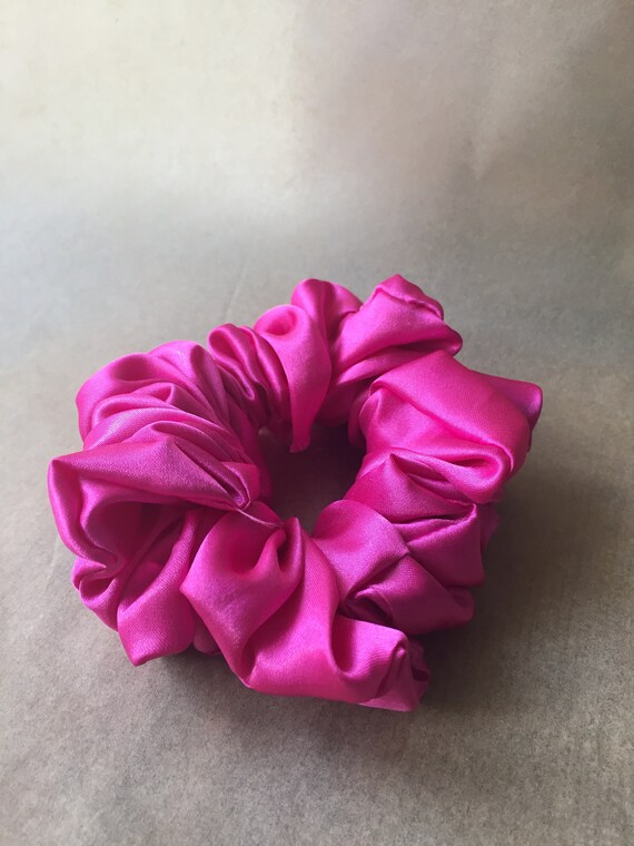 Mash scrunchie Hot pink silky satin scrunchie XXL and mini | Etsy