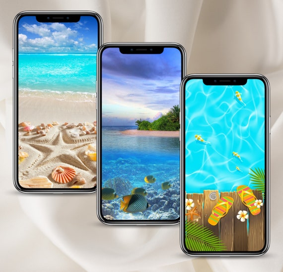 Tropical Beach Theme Iphone Android Wallpaper 3 Pack Water - Etsy