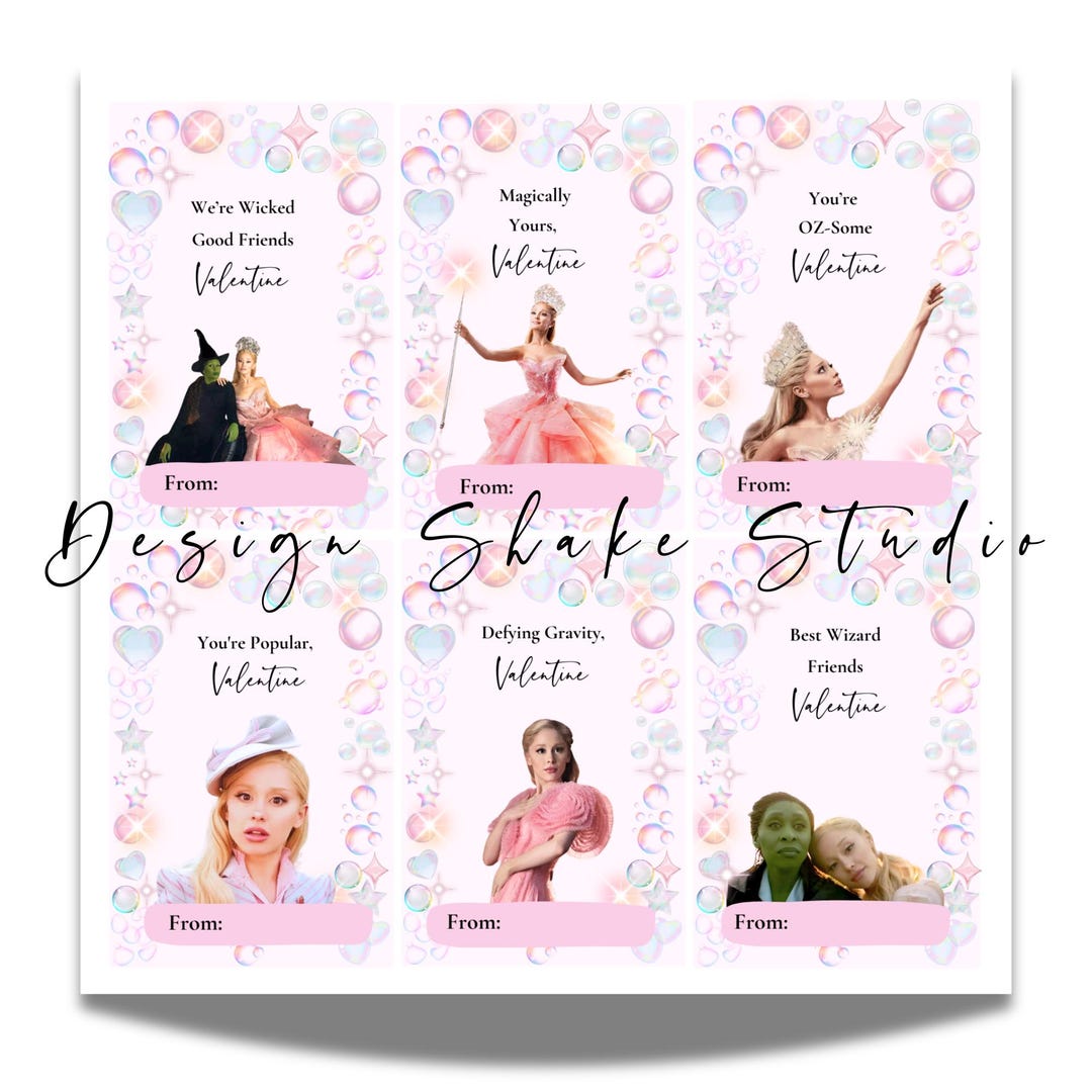 Wicked Movie Valentines, Printable Classroom Valentines, Wicked Movie ...