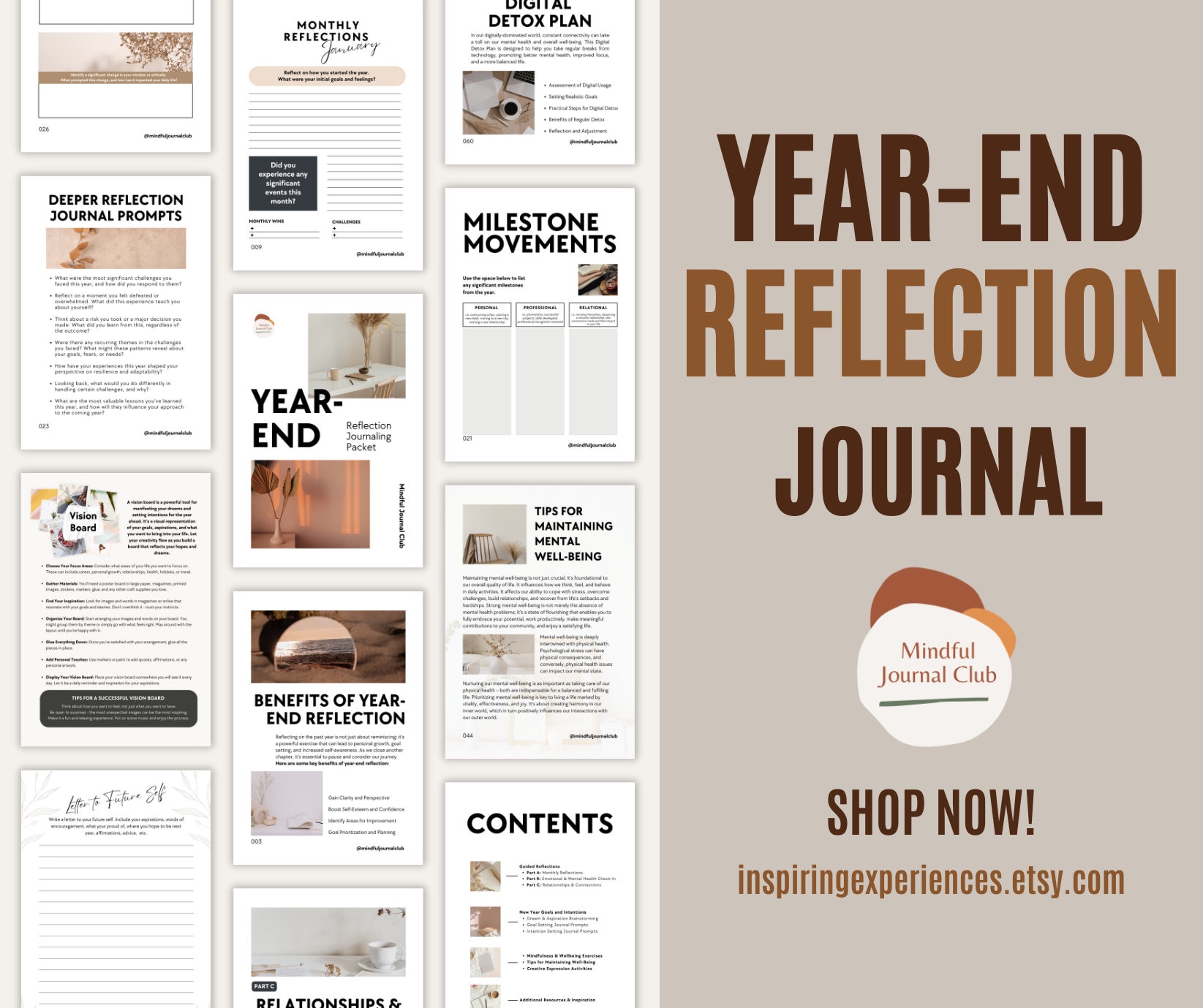 70+ Pages End of Year Self-reflection Printable Journal | Vision Board ...