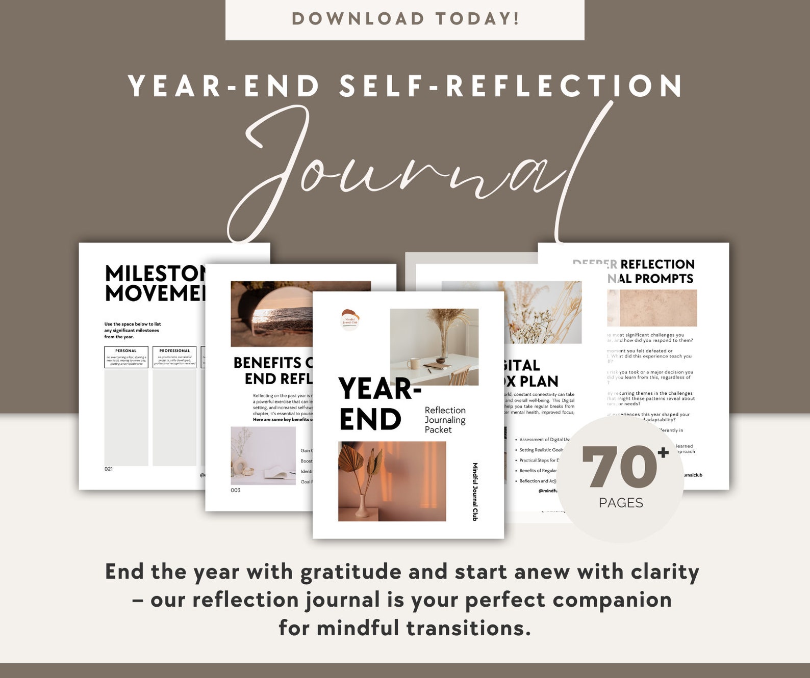 70+ Pages End of Year Self-reflection Printable Journal | Vision Board ...