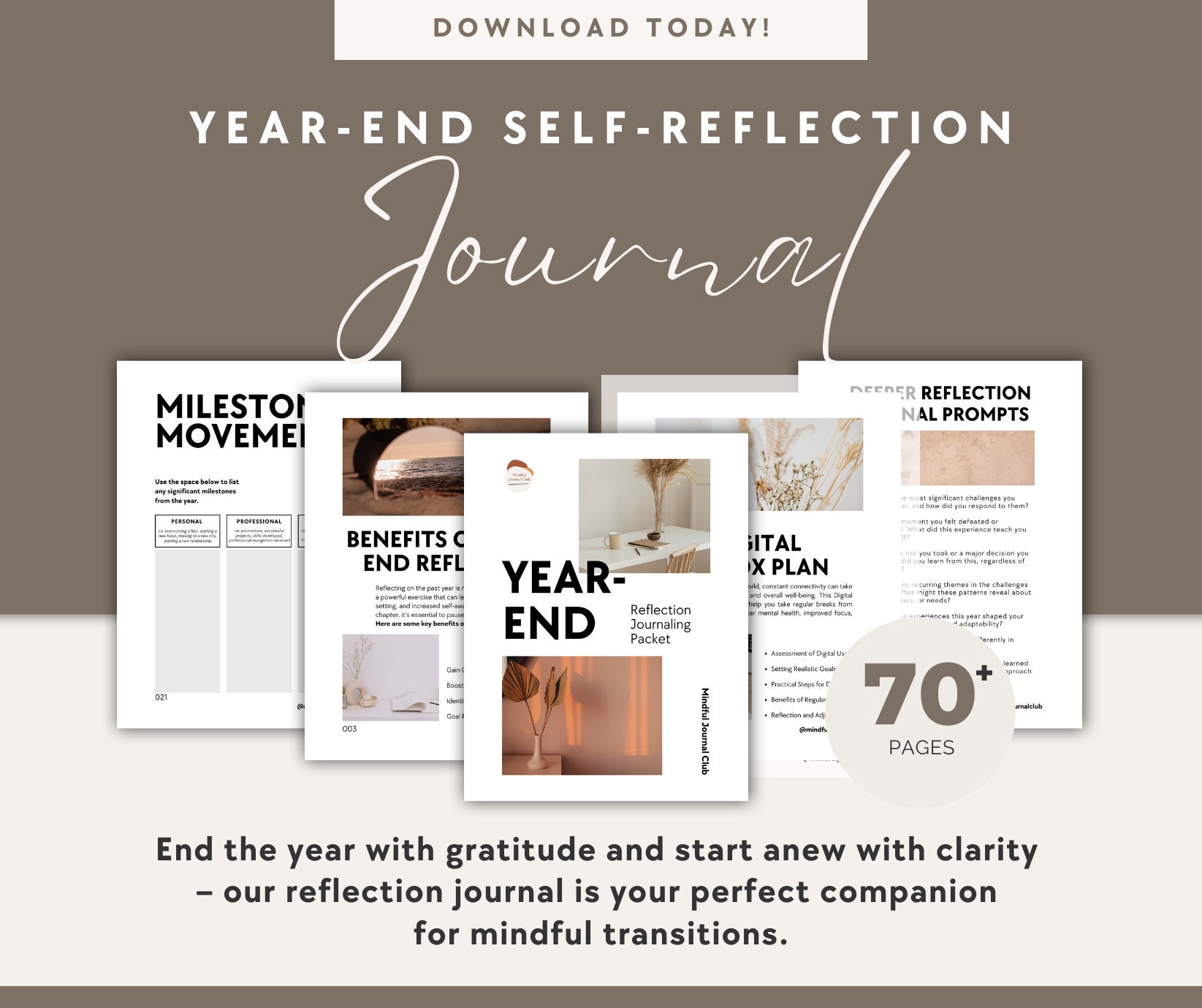 70+ Pages End of Year Self-reflection Printable Journal | Vision Board ...