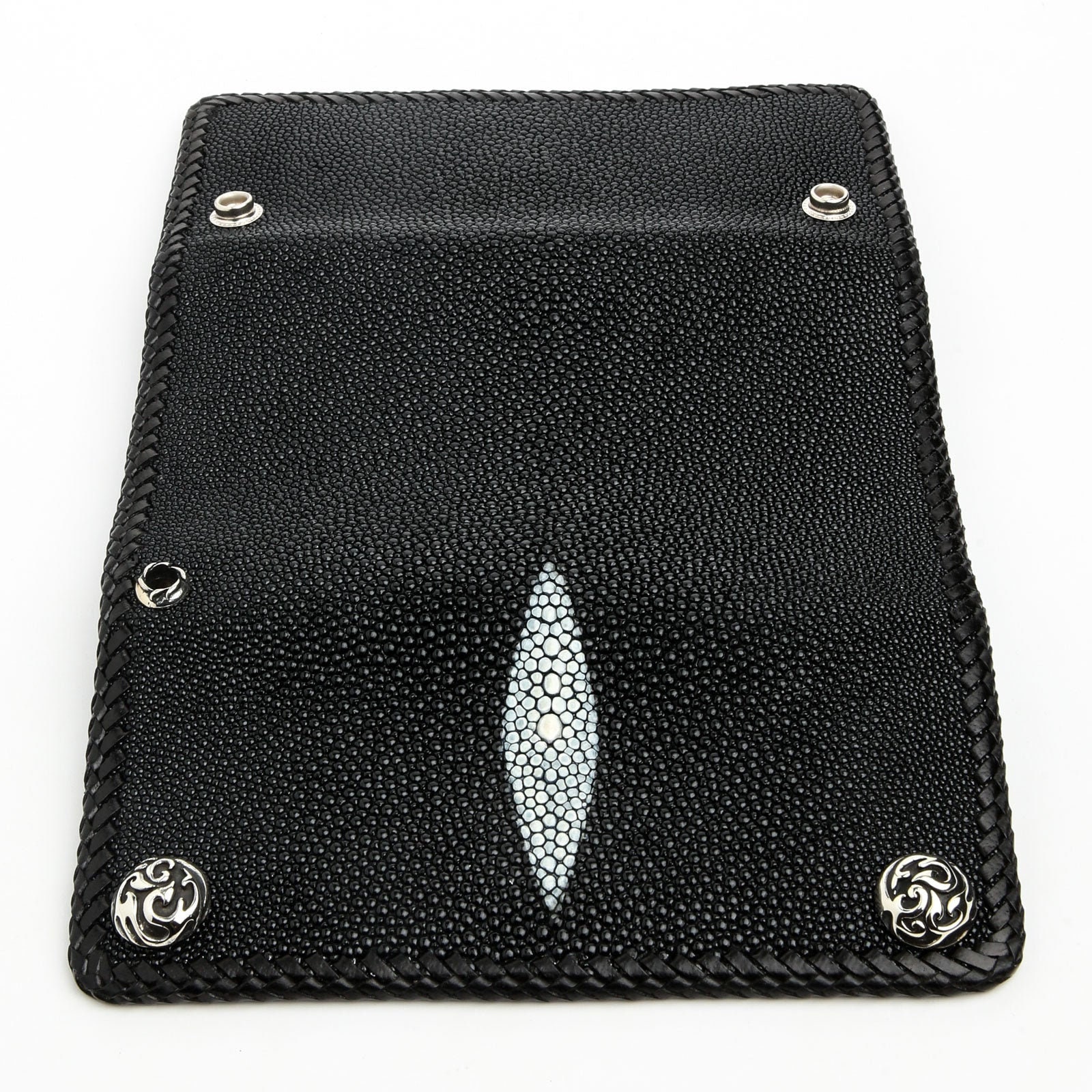 Leather Trifold Long Biker Wallet, Genuine Stingray Exotic Skin Harley ...