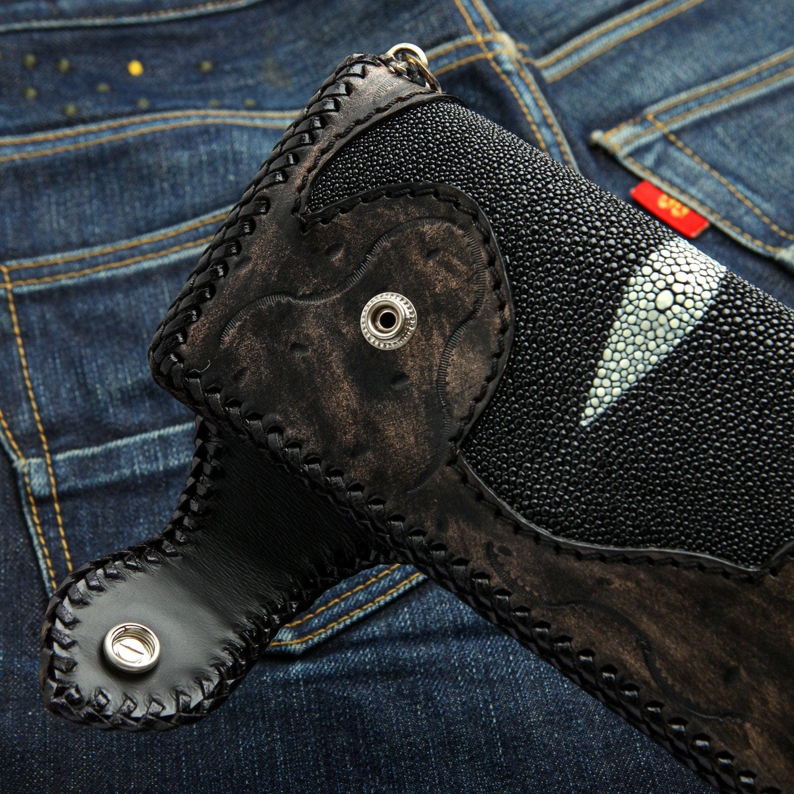 Genuine Stingray Leather Silver Dragon Concho Big Biker Wallet - Etsy
