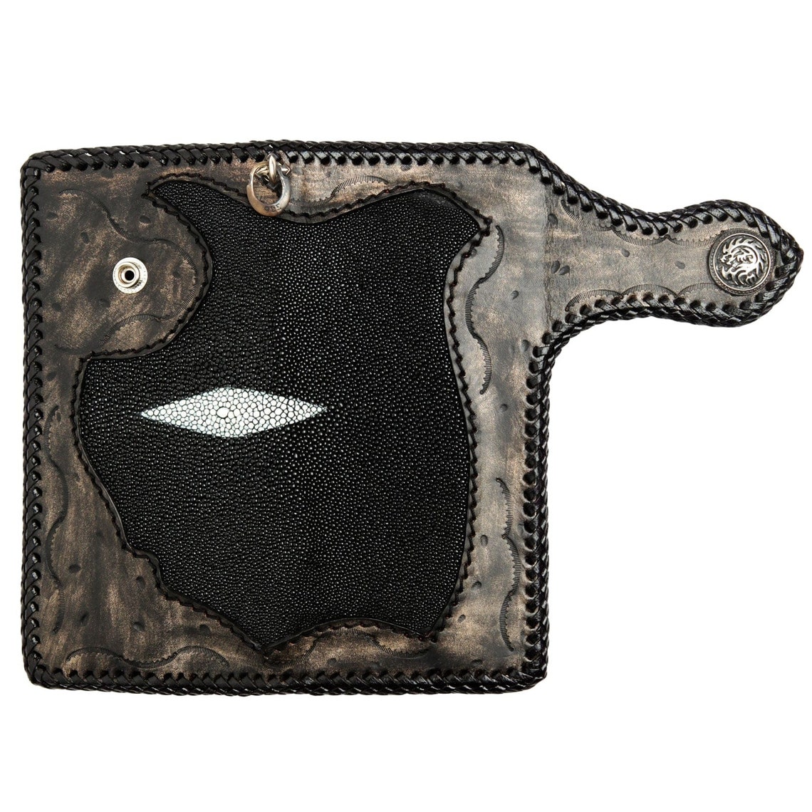 Genuine Stingray Leather Silver Dragon Concho Big Biker Wallet - Etsy