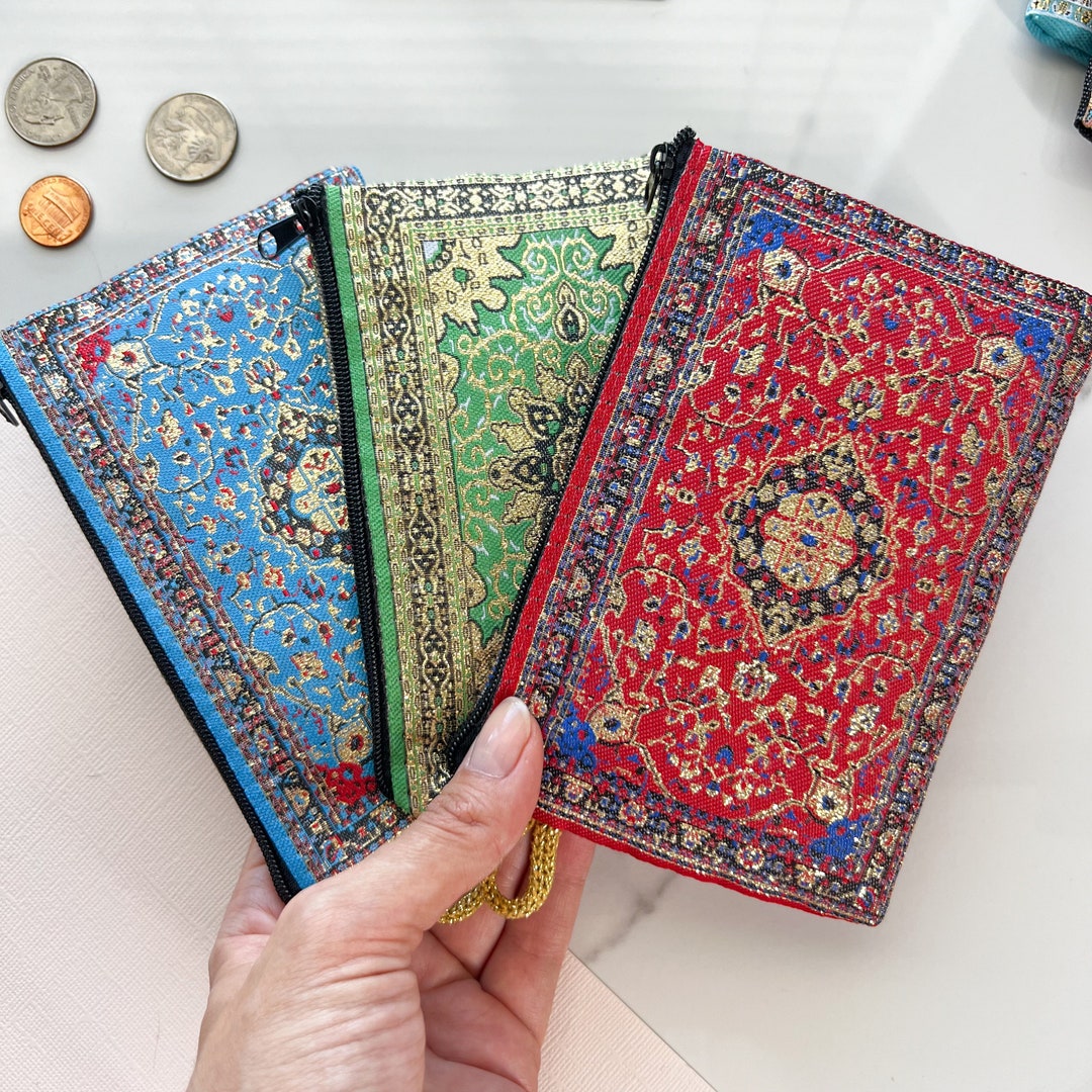 Handmade Fabric Coin Purse: Boho Zipper Pouch, Earbud Case - Etsy