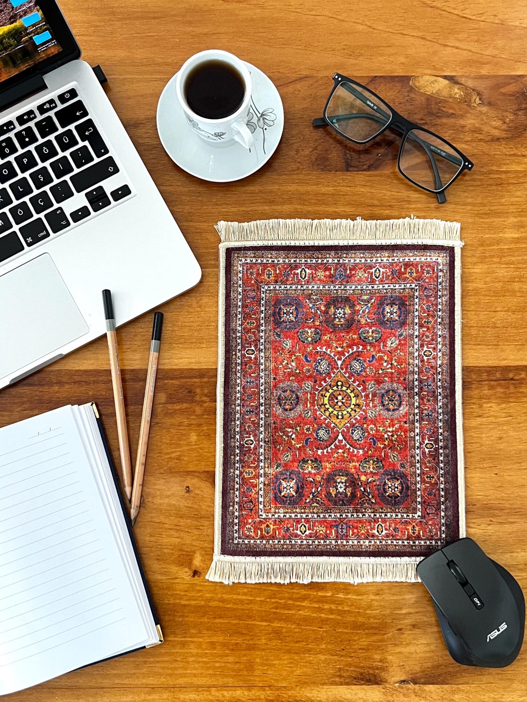 Turkish Rug Mouse Pad: Vintage Desk Decor (12x8 In) - Etsy