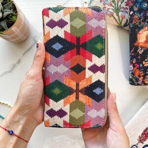 Boho Wallet for Women, Fabric Wallet, Zip Around Wallet, Vegan Wallet ...