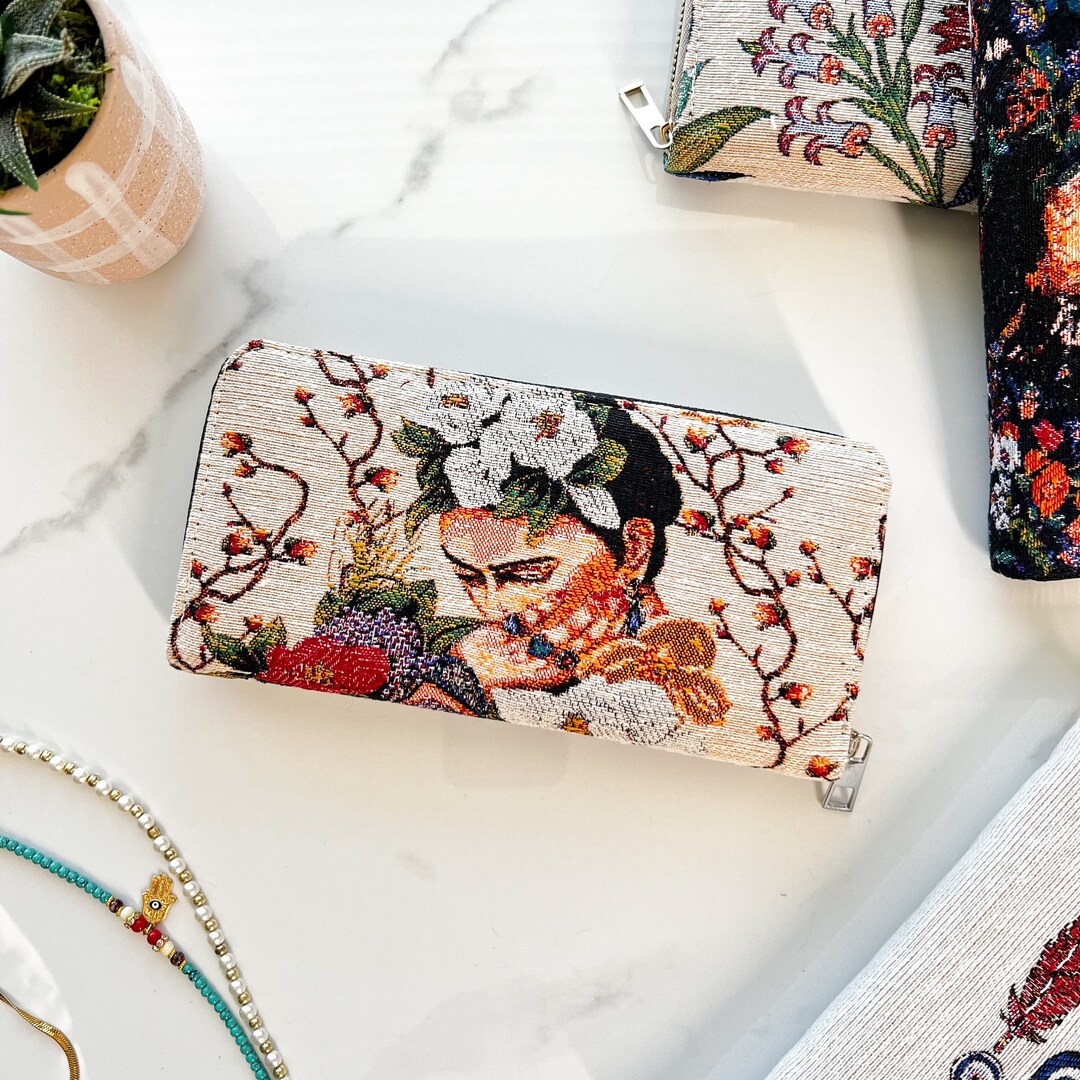 Boho Wallet for Women, Handmade Fabric Wallet, Zip Around Wallet, Vegan ...