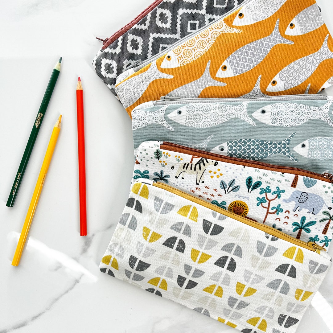 Fabric Pencil Case, Cute Make up Bag, Handmade Pencil Case, Slim Pouch ...