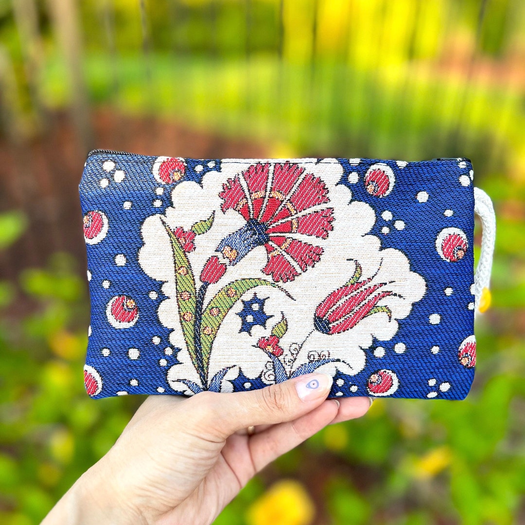 Small Fabric Coin Purse, Floral Zipper Pouch, Evil Eye Coin Bag, Small ...