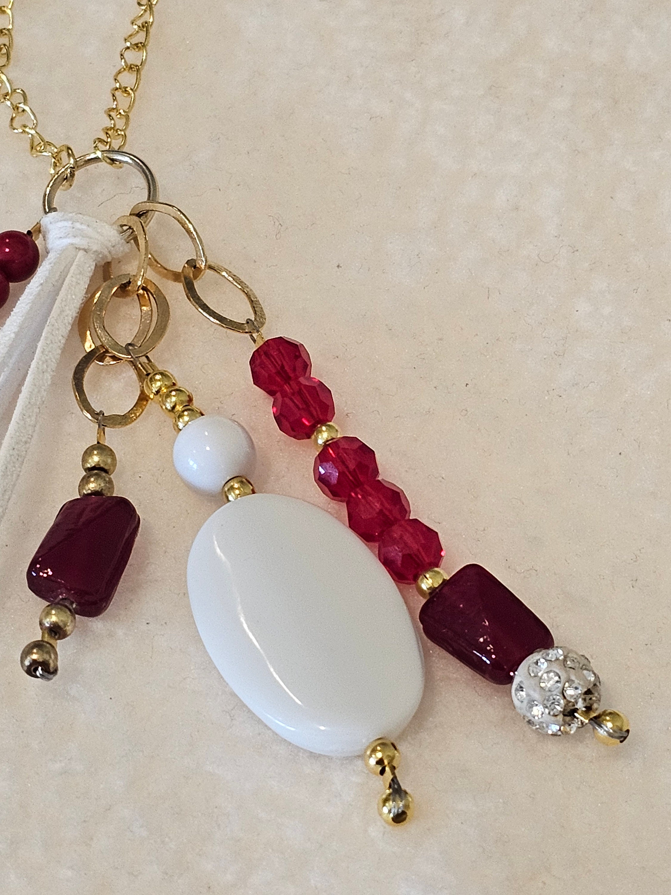 Handmade Red Crystal Bag Charm, Gold Chain, Upcycled Jewelry - Etsy