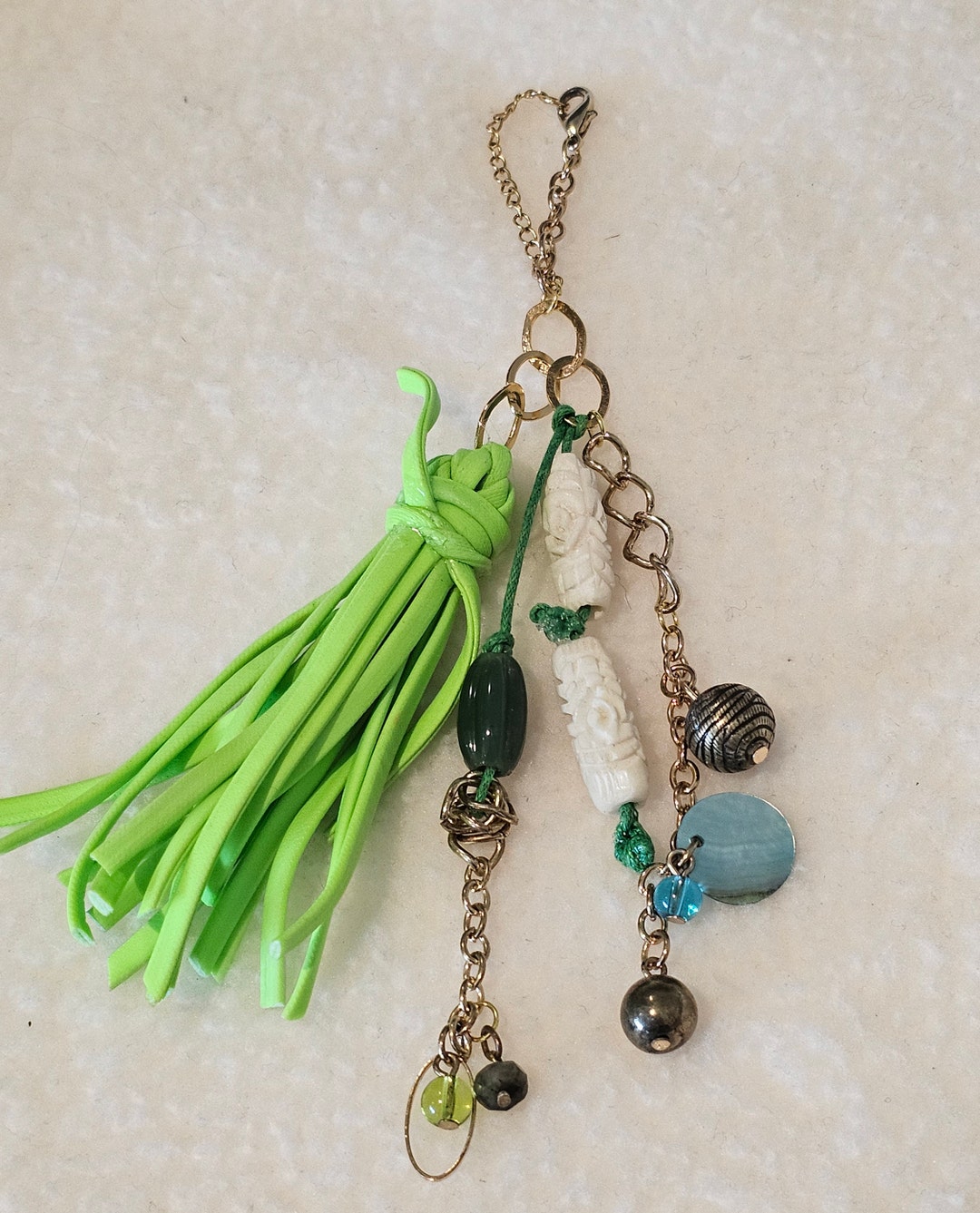 Handmade Green Tassel Bag Charm, Jade Beaded Purse Accessory - Etsy