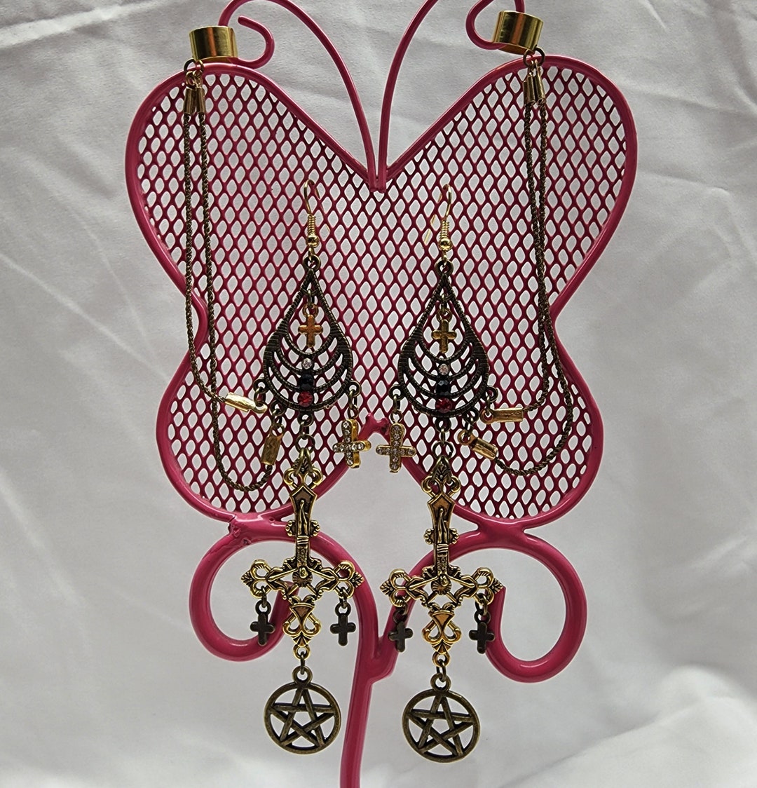 Inverted Cross Earrings - Etsy