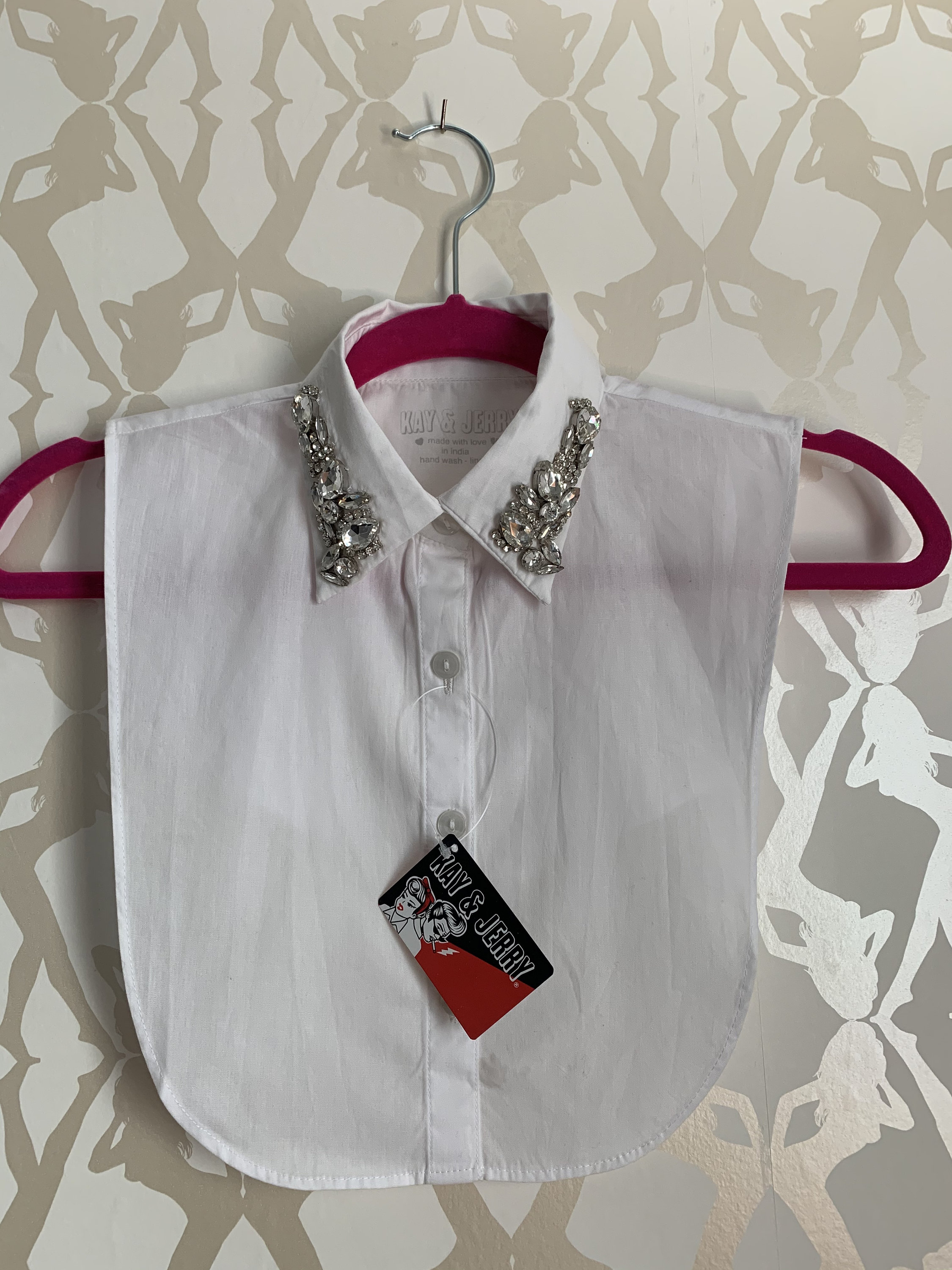 Jeweled White Dickie Collar: Glam Rock Accessory - Etsy