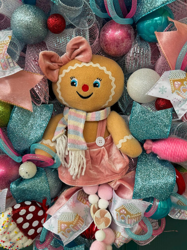 Gingerbread Deco Mesh Wreath, Gingerbread Decor, Whimsical Wreath ...