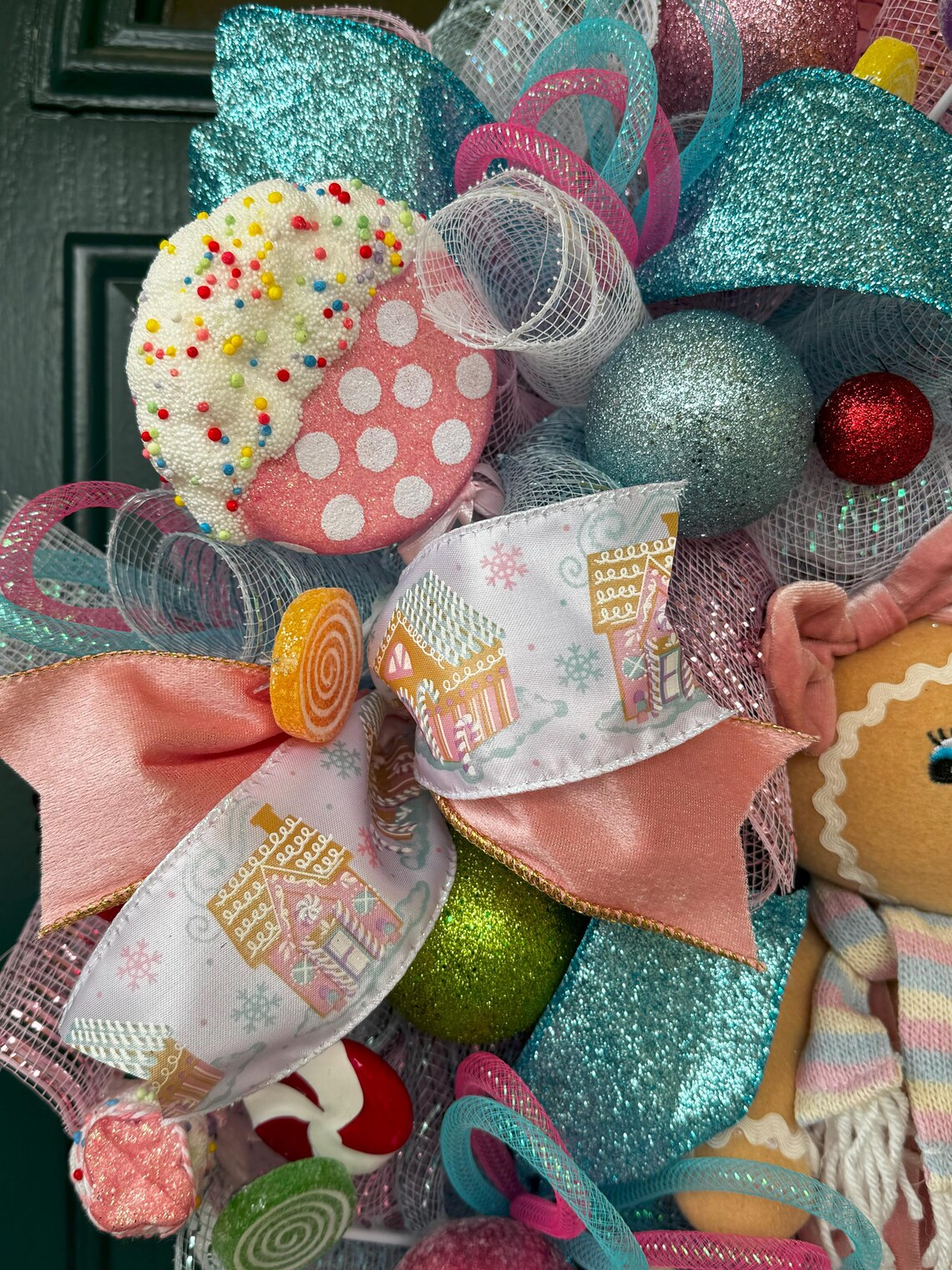 Gingerbread Deco Mesh Wreath, Gingerbread Decor, Whimsical Wreath ...